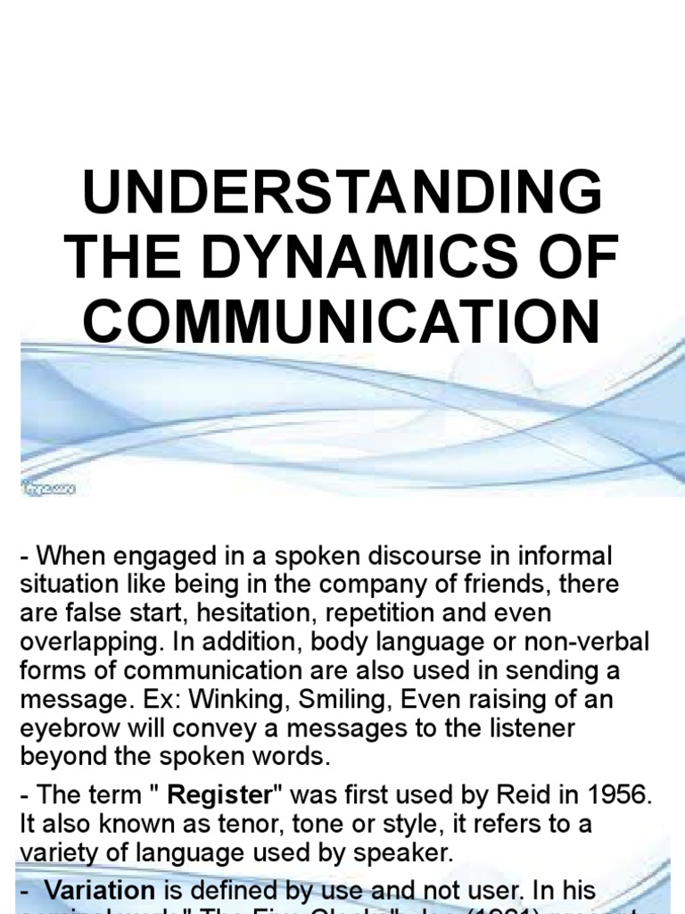 Understanding The Dynamics of Communication | Download Free PDF | Cross ...