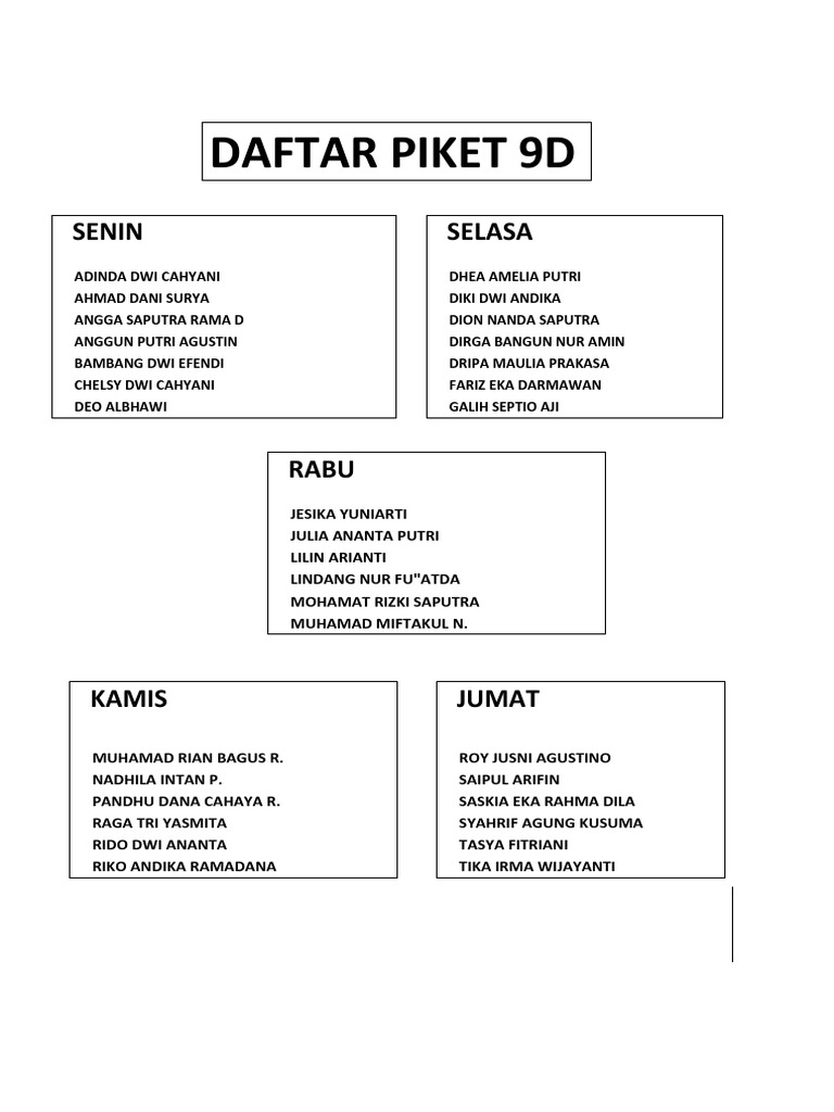 Daftar Piket | PDF