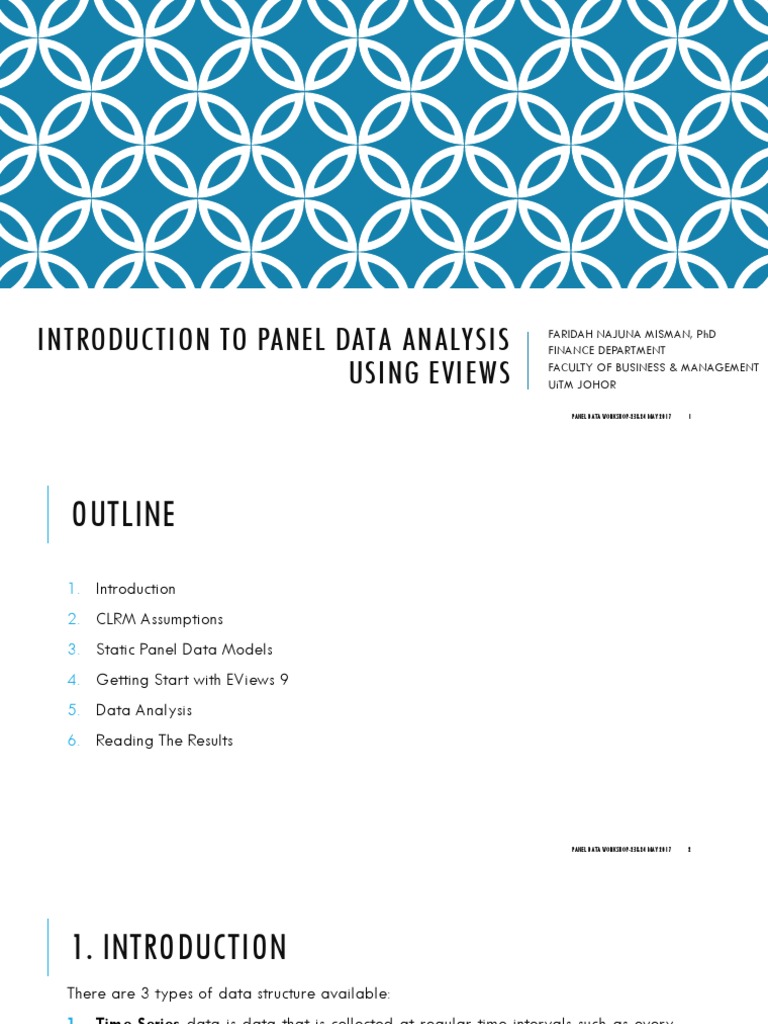 Introduction To Panel Data Analysis Using Eviews | Download Free PDF ...