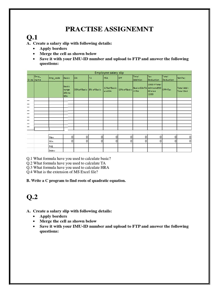 Sample Practice Questions-1 | PDF | Microsoft Excel | Computer File