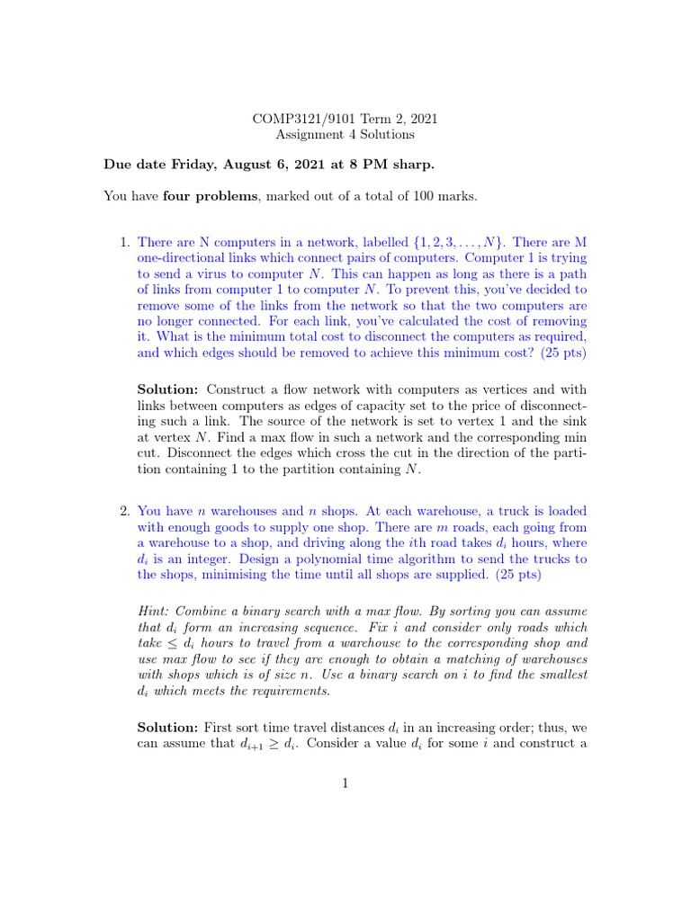 COMP3121-Assignment 4 Solutions | PDF | Vertex (Graph Theory) | Algorithms
