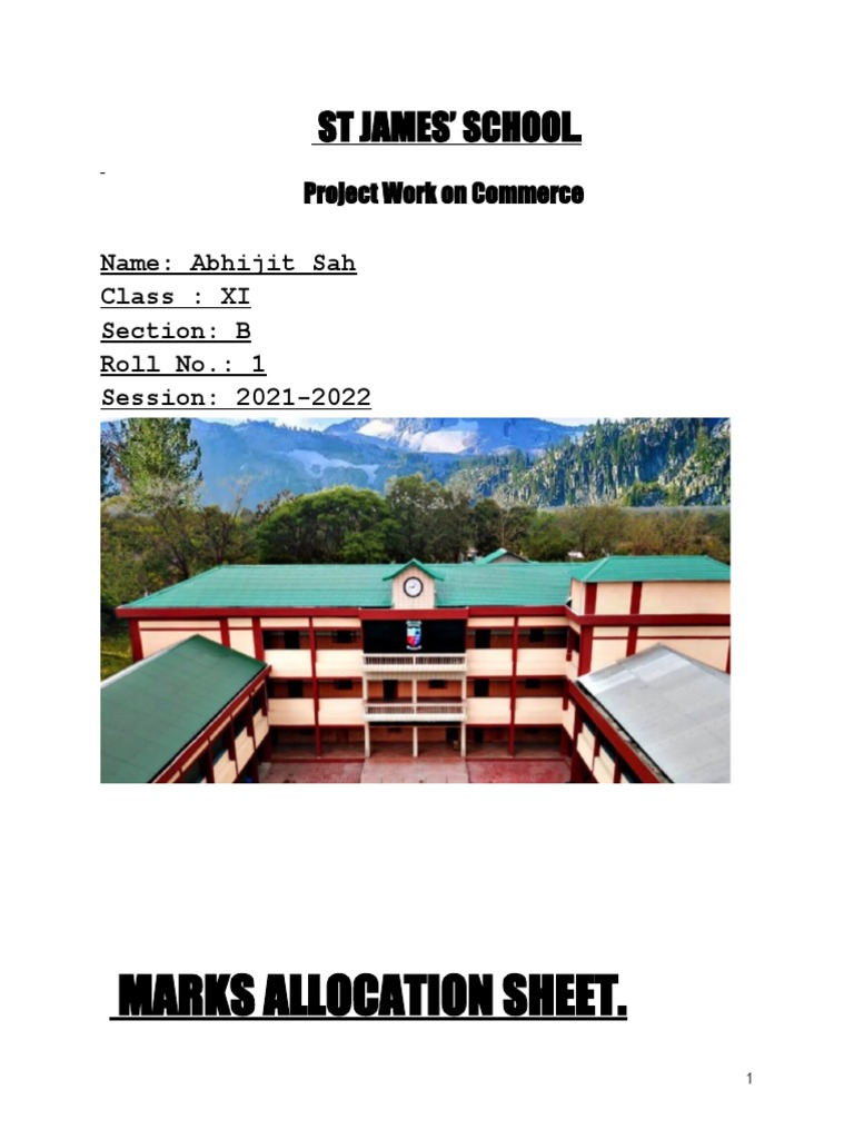 Marks Allocation Sheet.: ST James' School | PDF