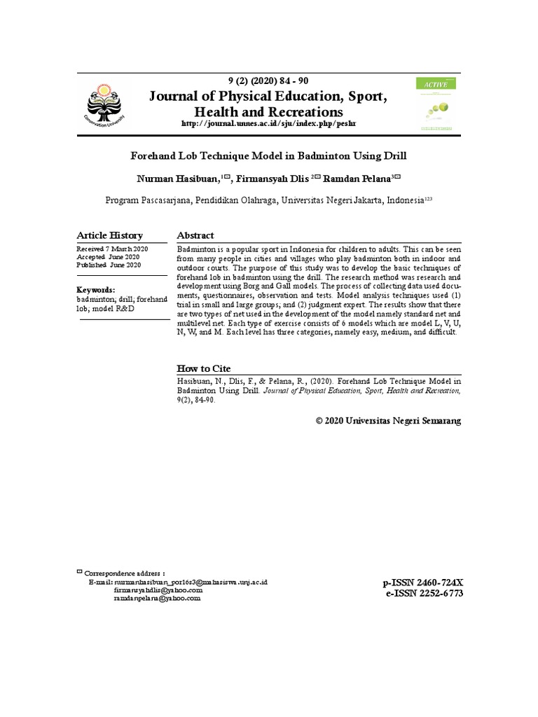 Journal of Physical Education, Sport, Health and Recreations | PDF