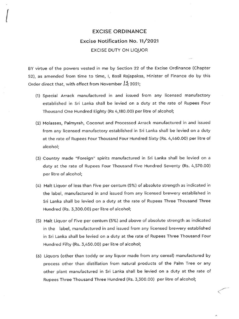 Revised Excise Levies Announced | PDF