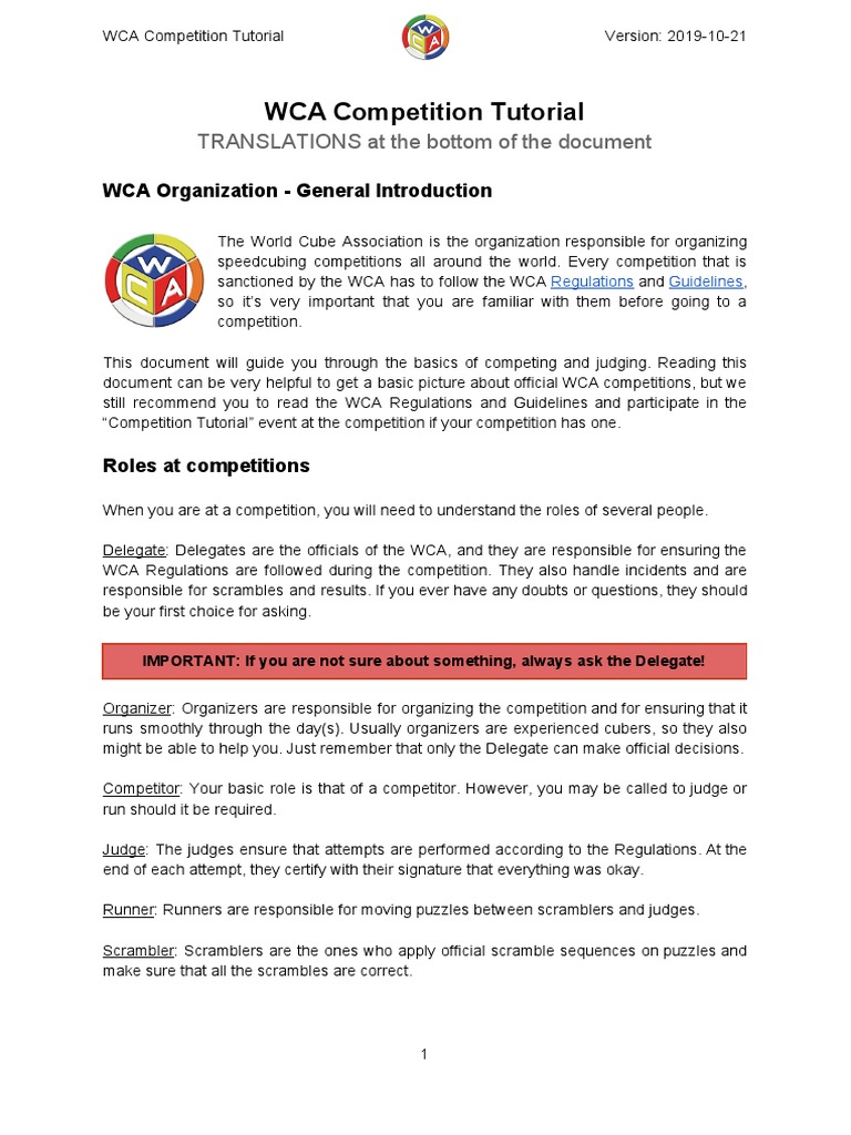 WCA Competition Tutorial | PDF | Technology & Engineering