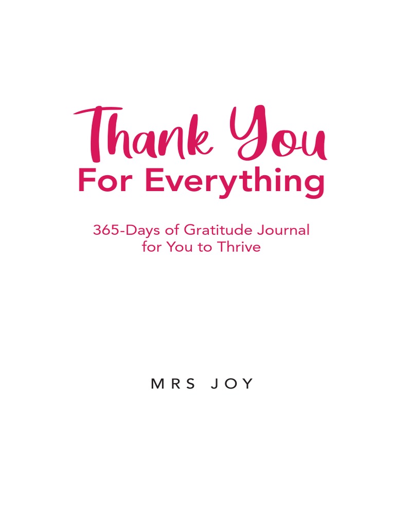 Thank You For Everything | PDF | Gratitude | Cognitive Behavioral Therapy