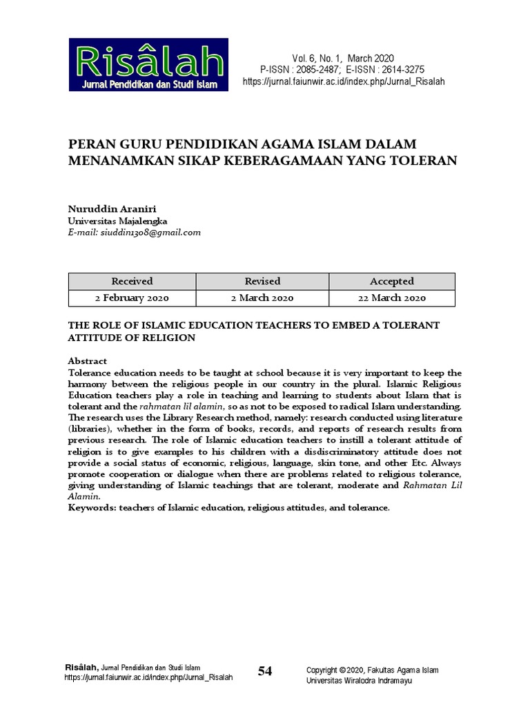 Peran Guru Pendidikan Agama Islam Dalam Menanamkan Sikap Keberagamaan ...
