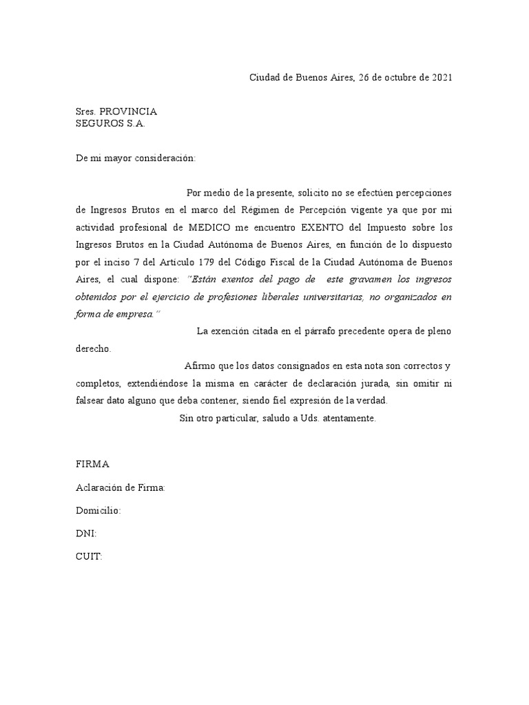 Exencion Ingresos Brutos | PDF