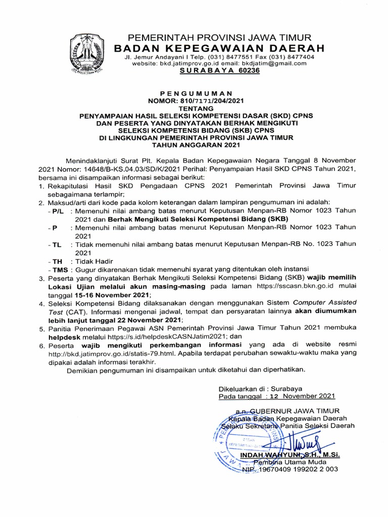 Pengumuman SKD CPNS | PDF