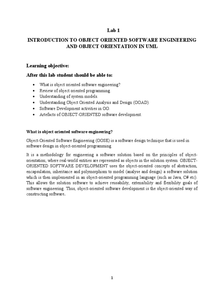 Lab 1 Introduction To Object Oriented Software Engineering And Object 0028