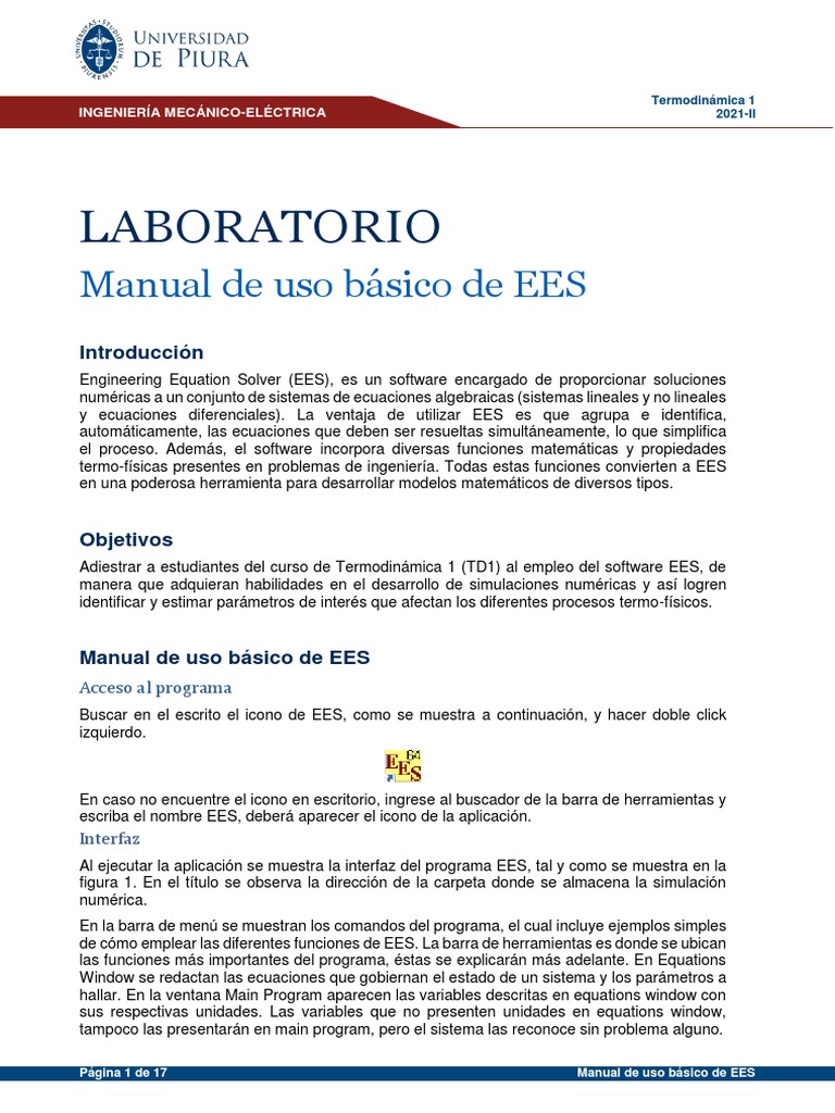 Manual de Uso Básico de EES | PDF | Ecuaciones | Ventana (informática)