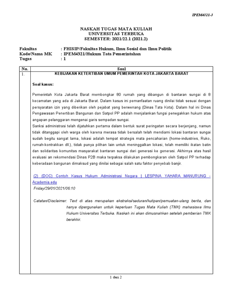 Soal Ipem4321 tmk1 3 | PDF