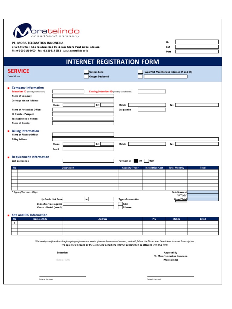 Internet Registration Form | PDF | Telecommunications | Information And ...