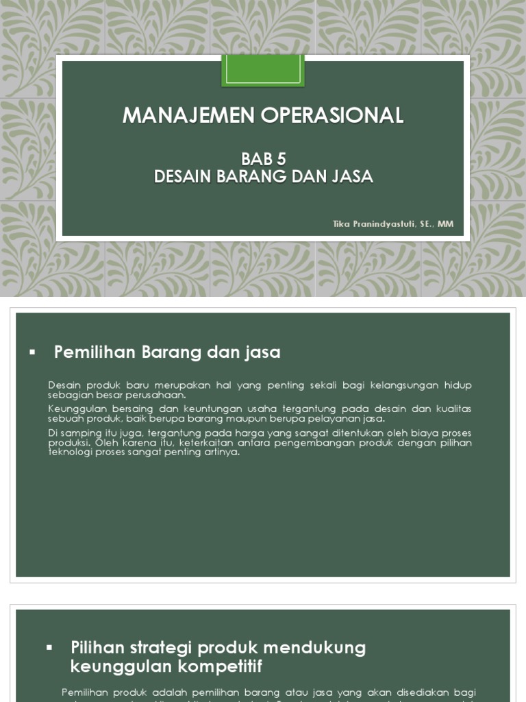 Bab 5 Desain Barang Dan Jasa | PDF