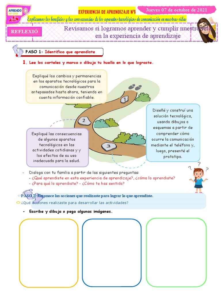 REFLEXIÓN Revisamos Si Logramos Aprender y Cumplir Nuestro Reto en La Experiencia de Aprendizaje ...