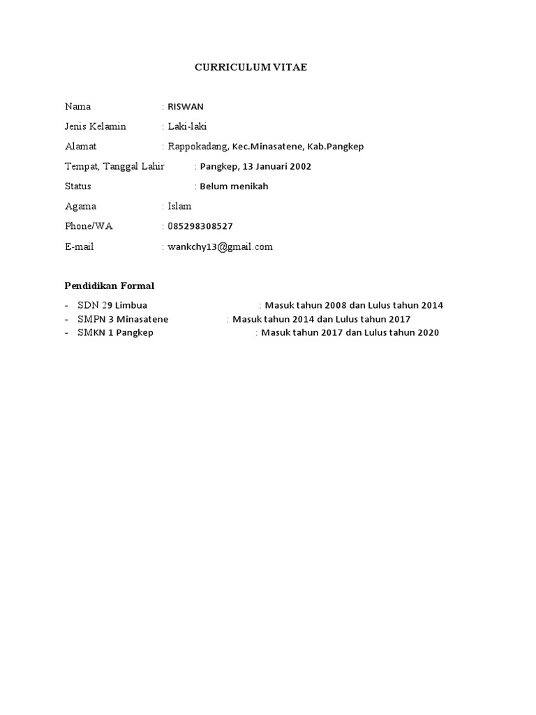 CV Riswan | PDF | Kesehatan Holistik