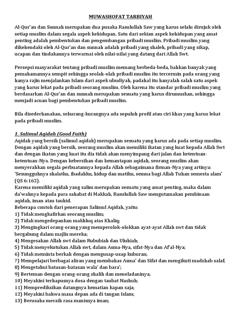 Muwashofat Muslim Sejati | PDF
