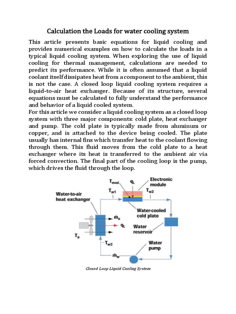 Calculation The Loads For Water Cooling System | PDF | Heat Transfer | Heat