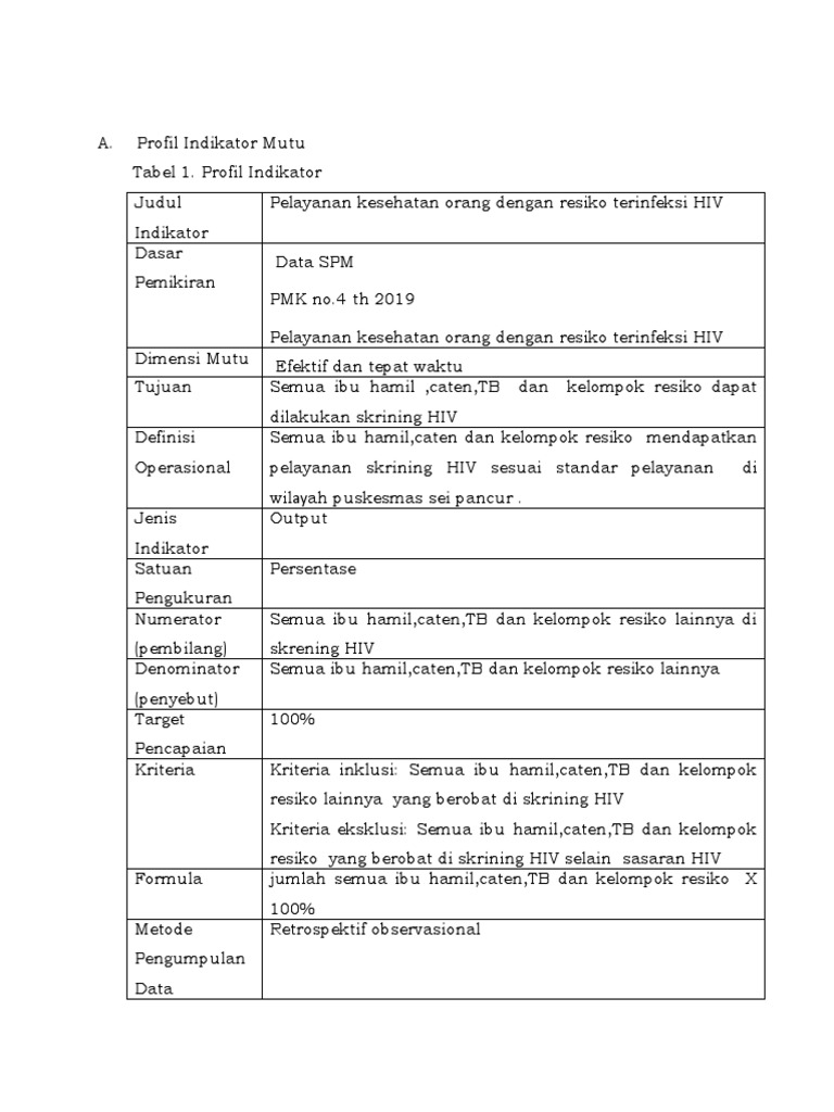 Profil Indikator Mutu HIV | PDF