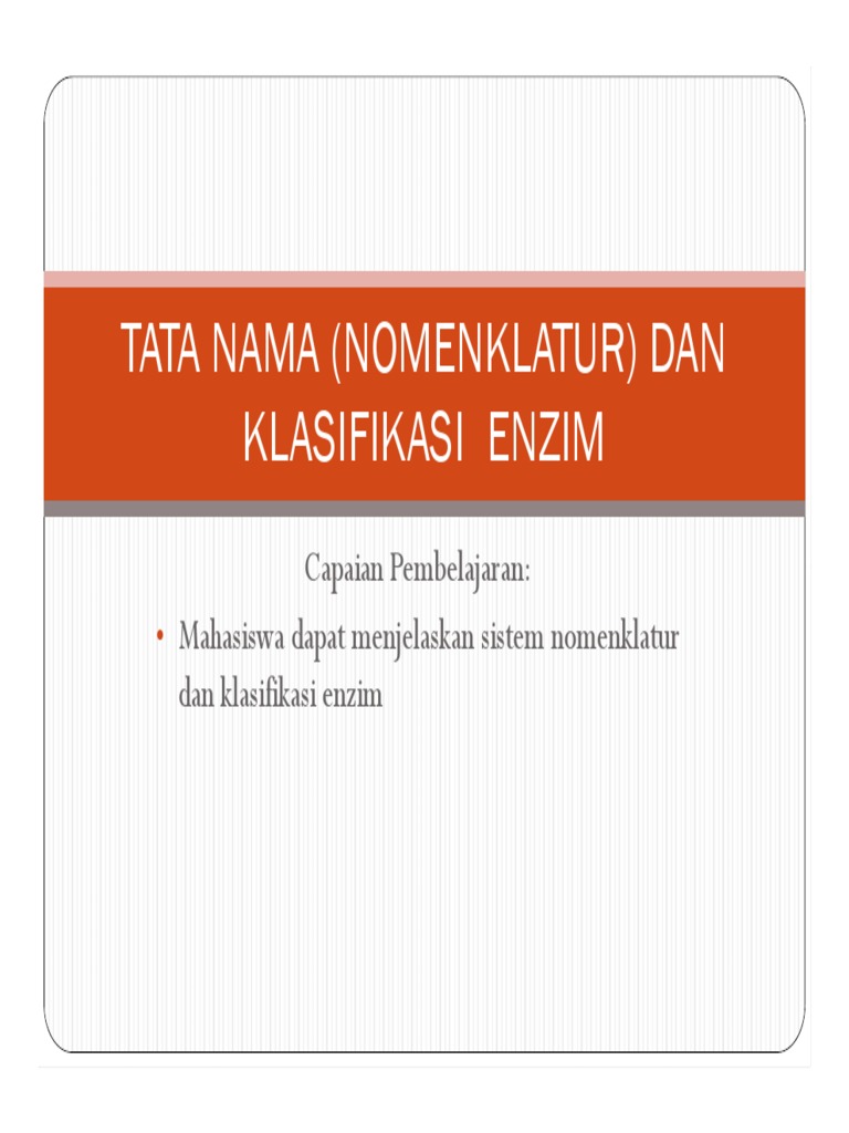 Tata Nama (Nomenklatur) Enzim | PDF