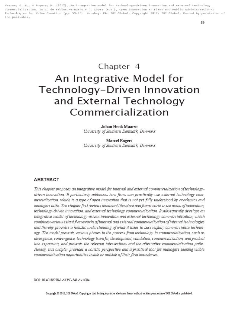 Maarse Bogers - 2012 - ch4 - An Integrative Model For Technology Driven ...