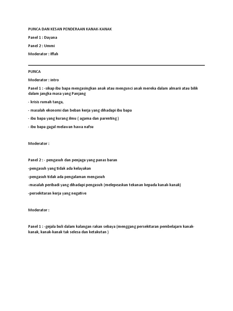 Contoh Forum Isu Semasa Dalam Pendidikan Awal Kanak-Kanak | PDF