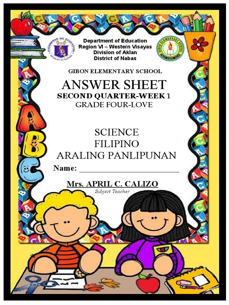 Gibon Elementary School Answer Sheets | PDF