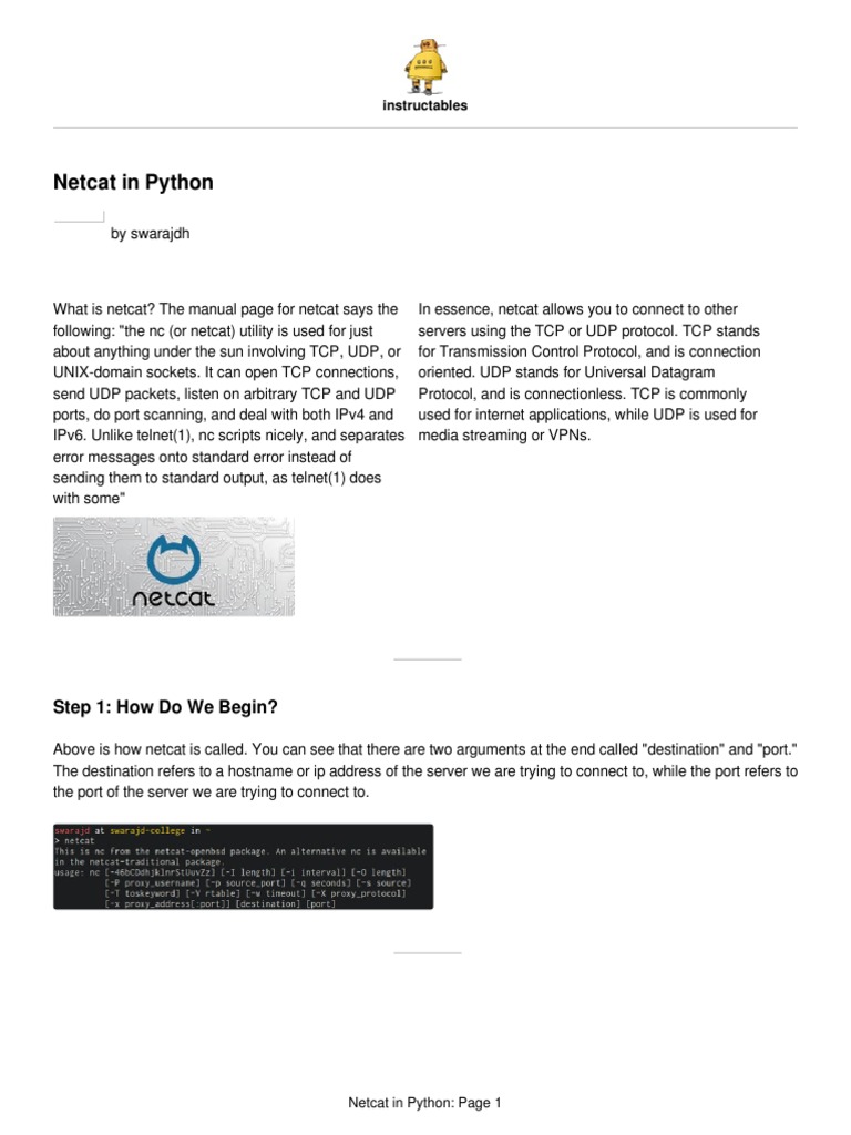 Netcat In Python Step 1 How Do We Begin Pdf Port Computer Networking Transmission 9201