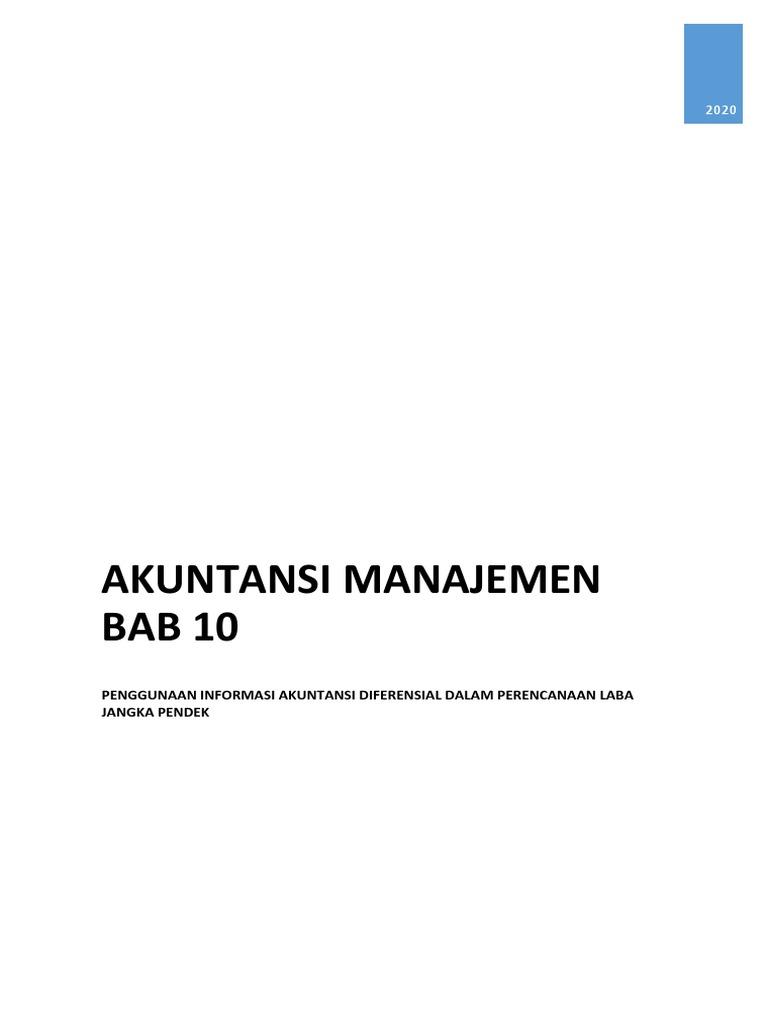 Akuntansi Manajemen Bab 10 | PDF