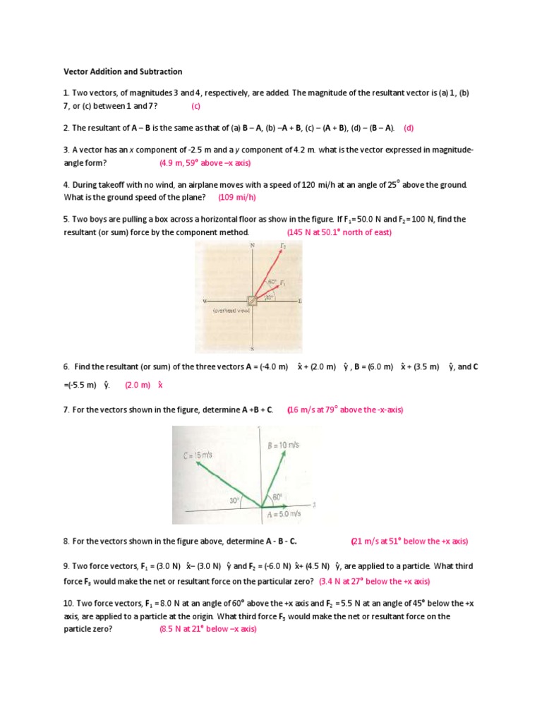 Vector Addition and Subtraction | PDF | Euclidean Vector | Rotation Around A Fixed Axis