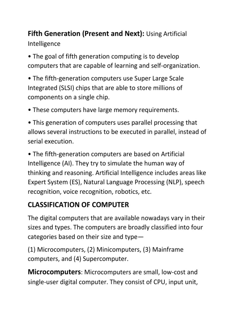 Type of Computers | PDF | Supercomputer | Microcomputers