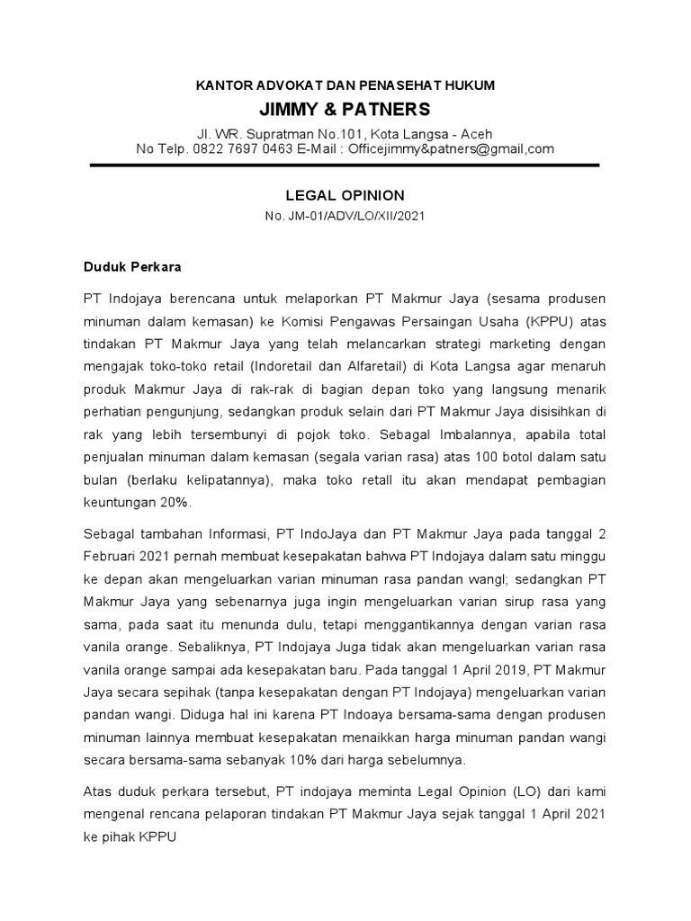 Legal Opinion Perdata | PDF