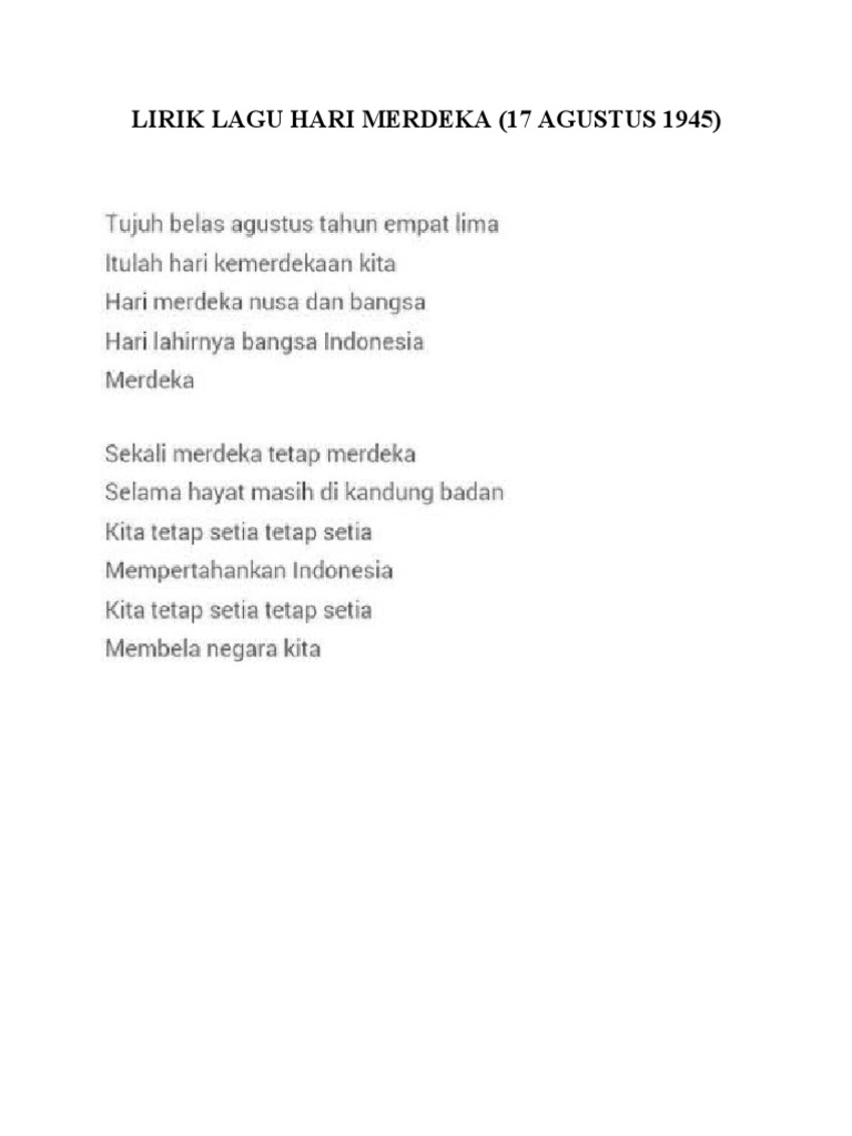Lirik Lagu Hari Merdeka | PDF