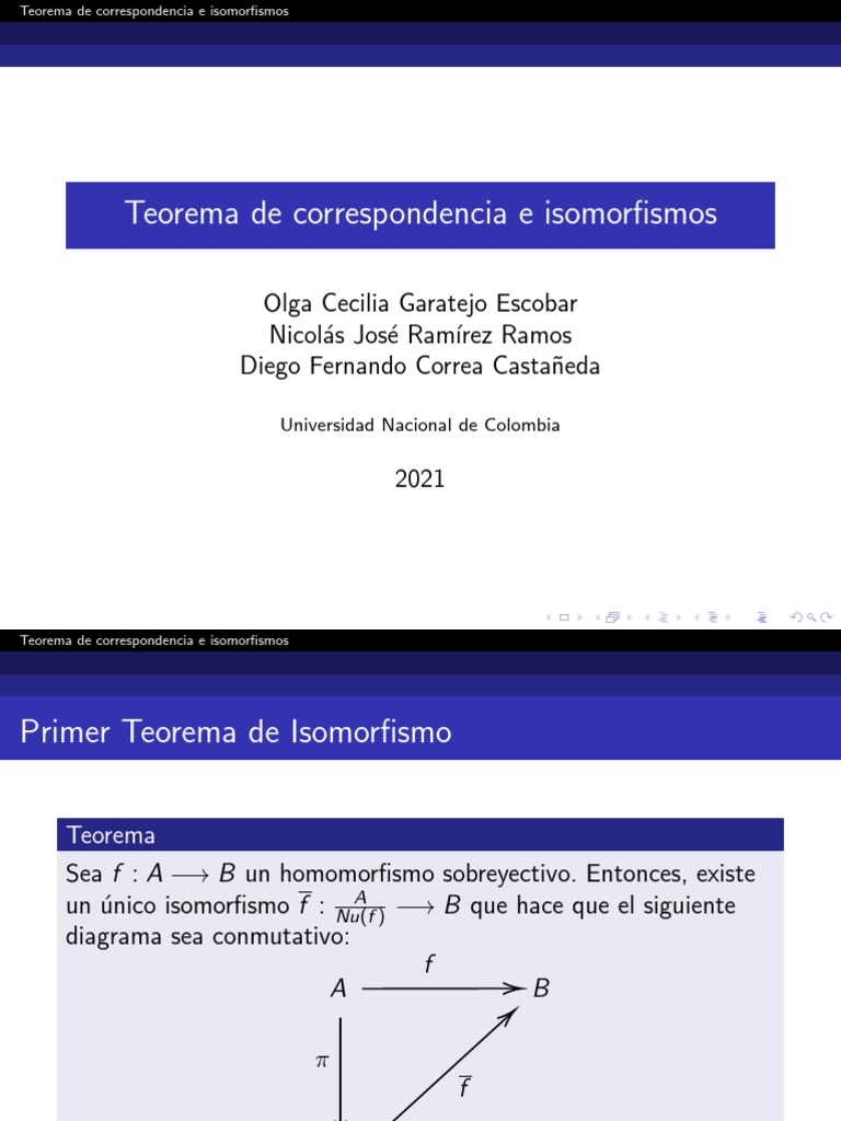 Teoremas de Isomorfismo y Correspondencia | PDF | Álgebra | Lógica matemática