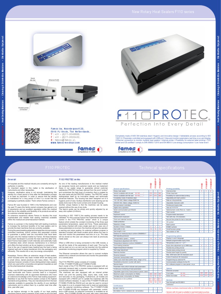 New Rotary Heat Sealers F110 Series: Famos BV, Noorderpoort 20, 5916 PJ ...