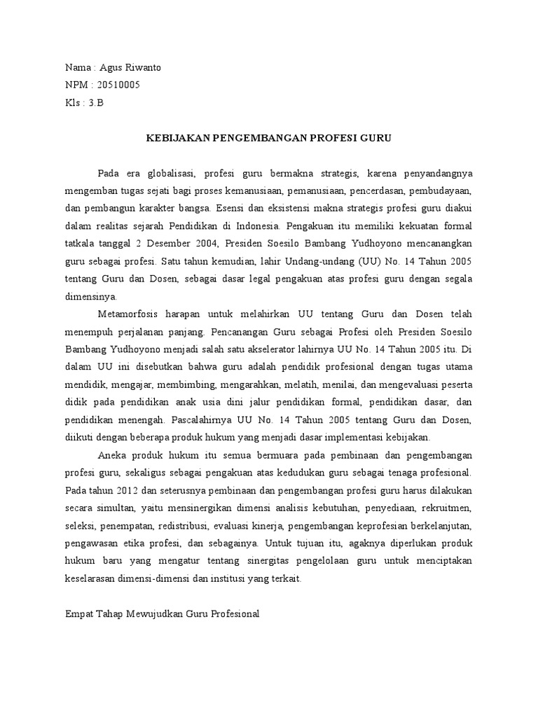 Kebijakan Pengembangan Profesi Guru | PDF