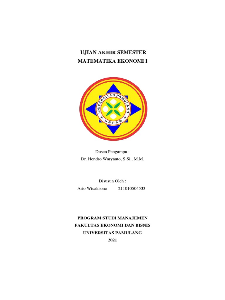 Cover UTS Unpam | PDF