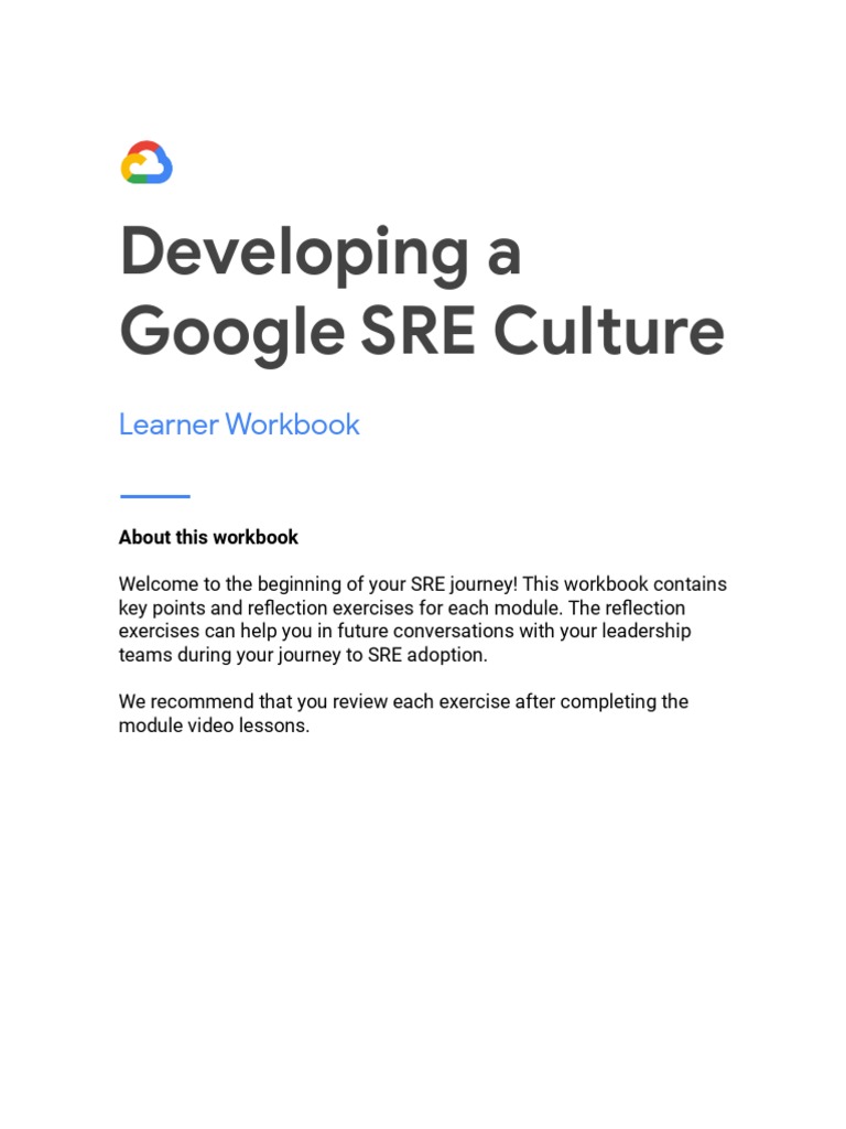 Developing A Google SRE Culture | PDF | Reliability Engineering | Cloud ...