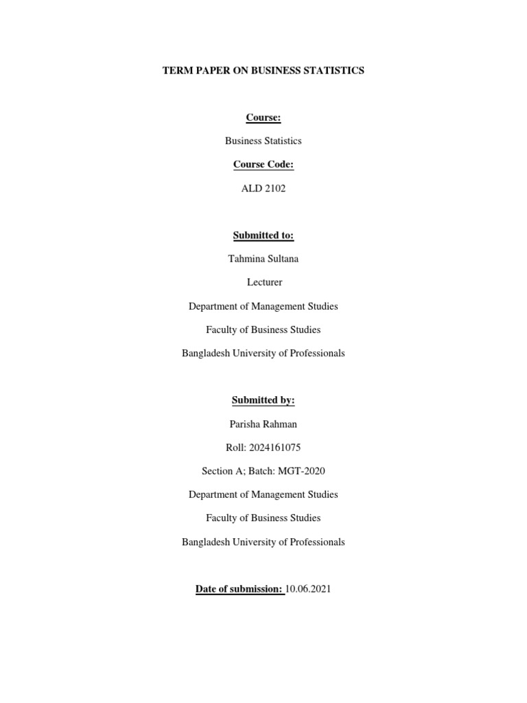 Assignment Problems On Business Statistics | PDF