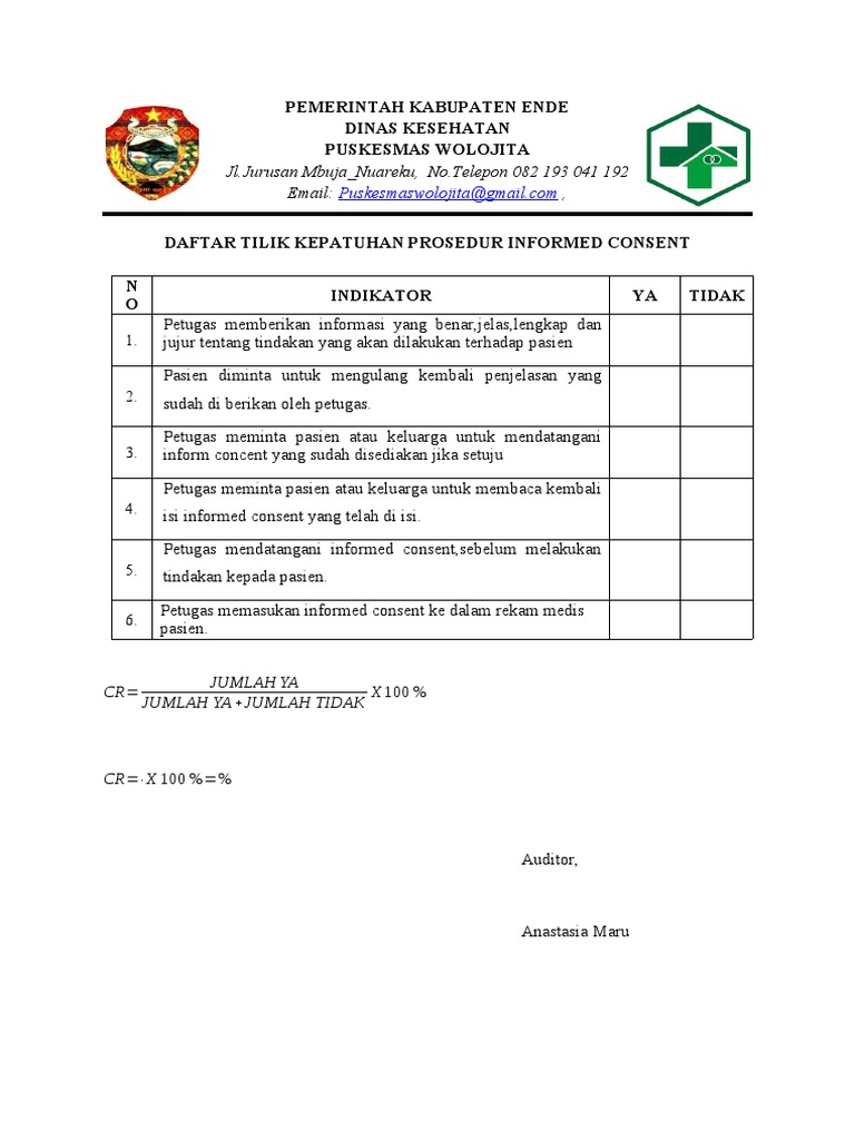 Daftar Tilik Informed Consent | PDF