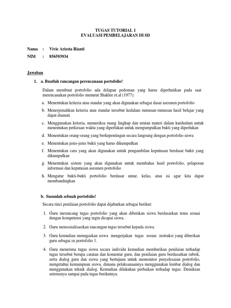 Tugas Tutorial 1 Evaluasi Pembelajaran | PDF