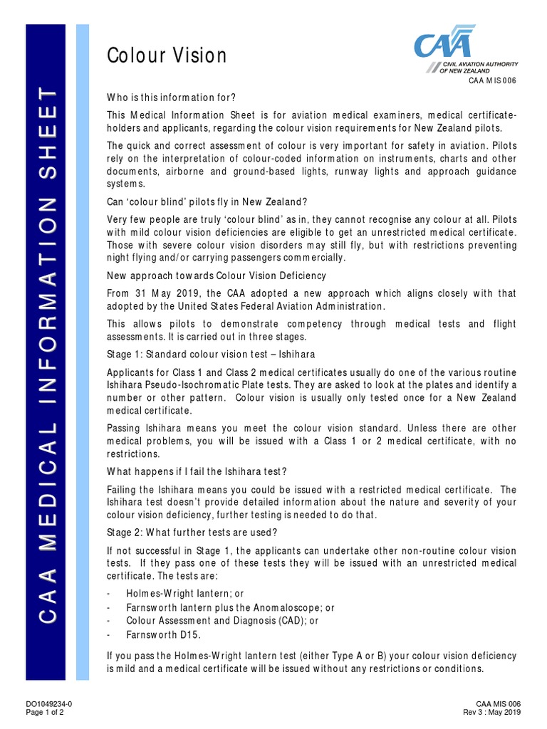 Mis006 Colour Vision | PDF | Federal Aviation Administration | Color