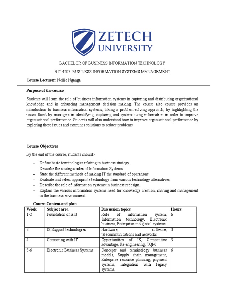 Business Information Systems Course | PDF | Information System | System