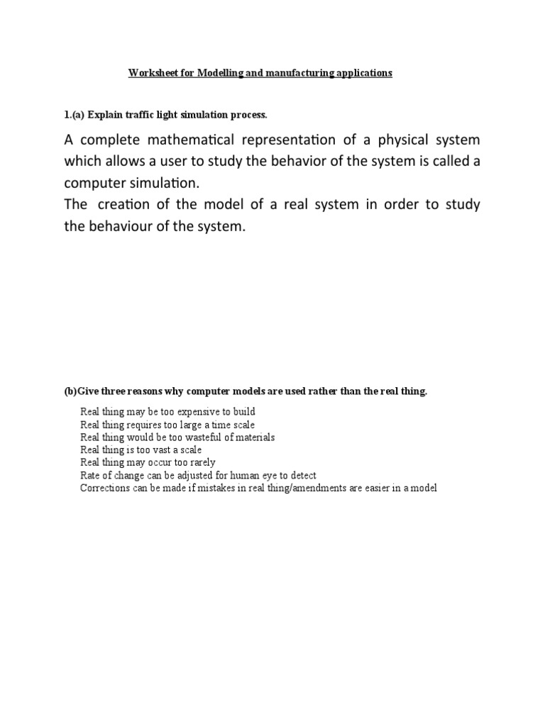 Worksheet For Modelling and Manufacturing Applications | PDF