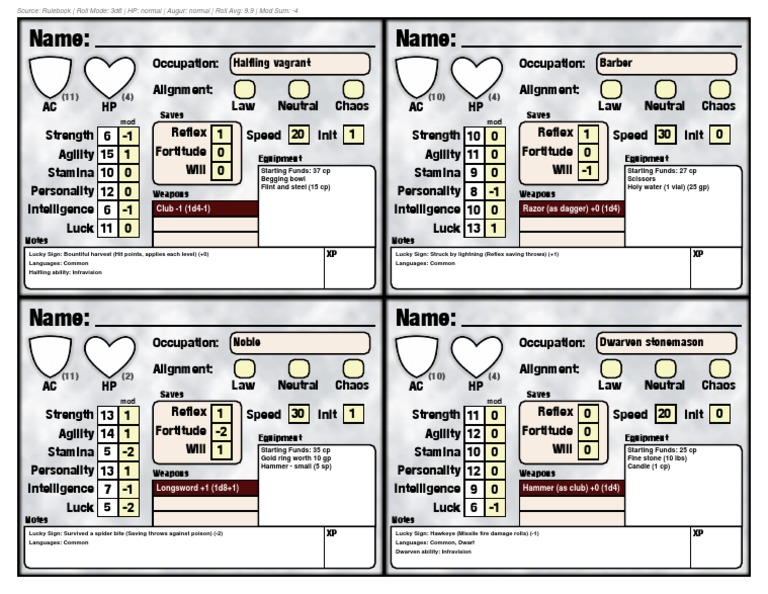 DCC Character Sheet 2021-11-13 00-22-18 | PDF | Role Playing | Role ...