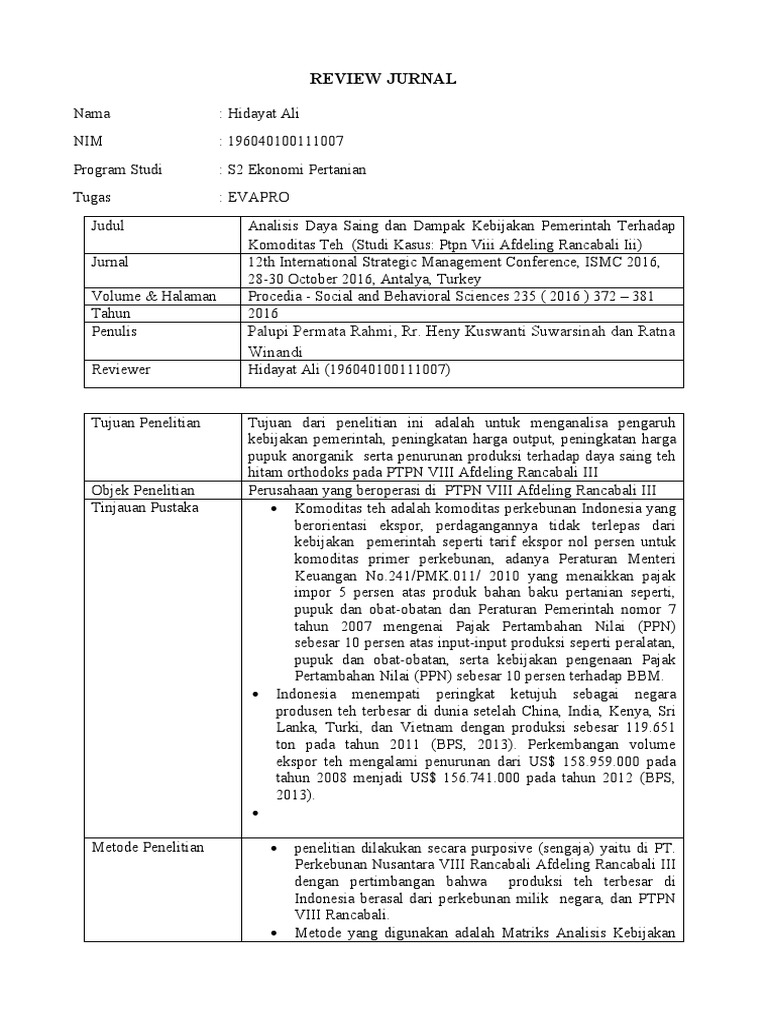 REVIEW JURNAL ANALIS PAM-Hidayat Ali | PDF