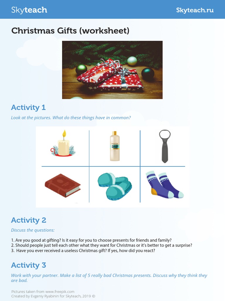 Christmas Gifts (Worksheet) : Activity 1 | PDF