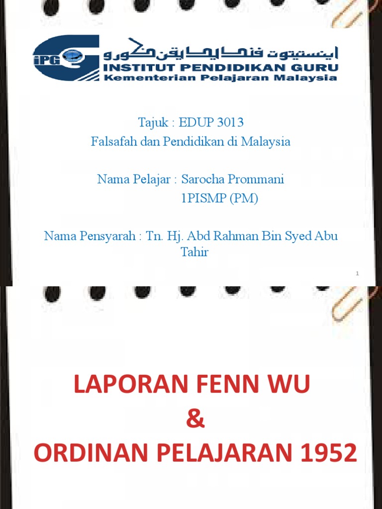 Laporan Fenn Wu & Ordinan Pelajaran | PDF