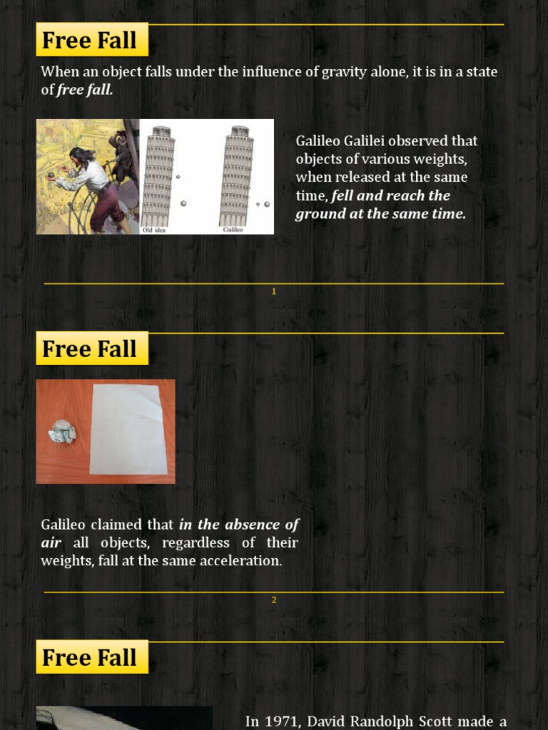 Free Fall Free Fall: When An Object Falls Under The Influence of ...