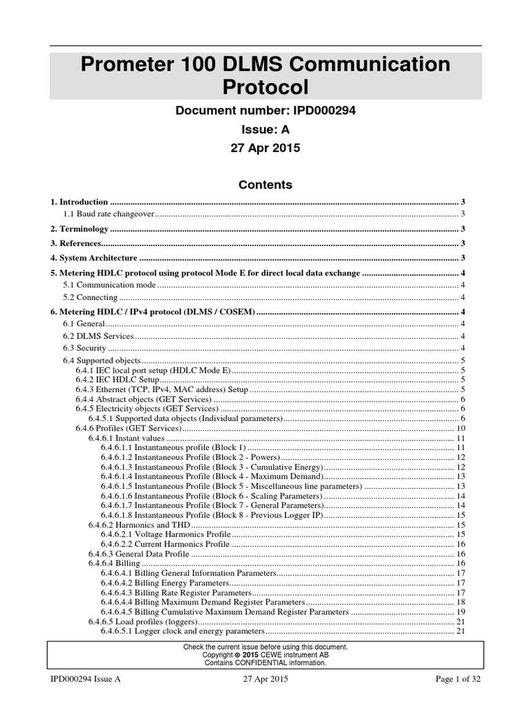 Prometer 100 DLMS Communication Protocol | PDF | Ac Power | Internet ...
